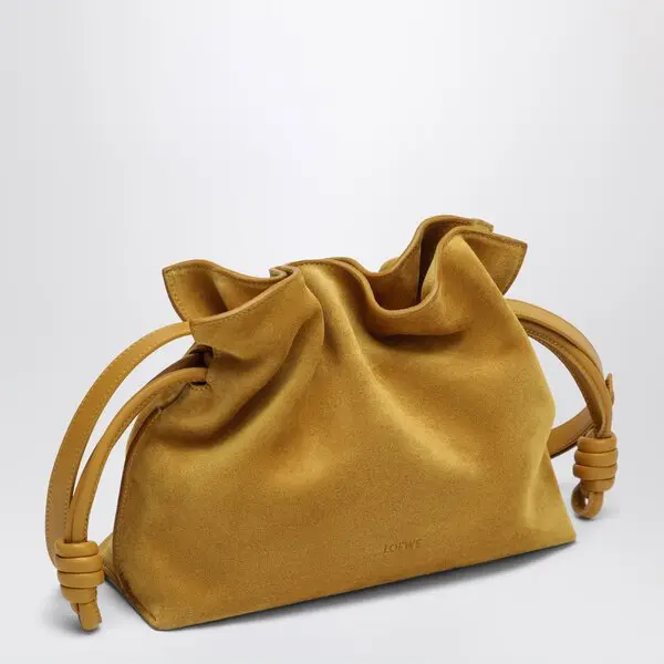 Loewe Medium Ochre Flamenco Bag In Suede