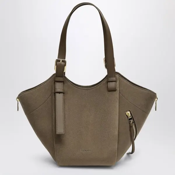Loewe Brownish Hammock Flip Bag In Suede
