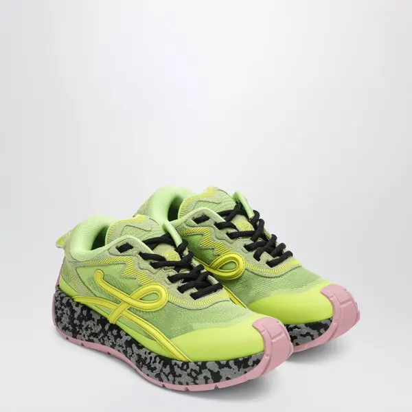 Loewe Pogo Sneakers In Technical Mesh And Leather - Green
