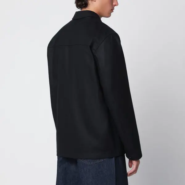 Stone Island Navy Shirt Jacket In Wool Blend