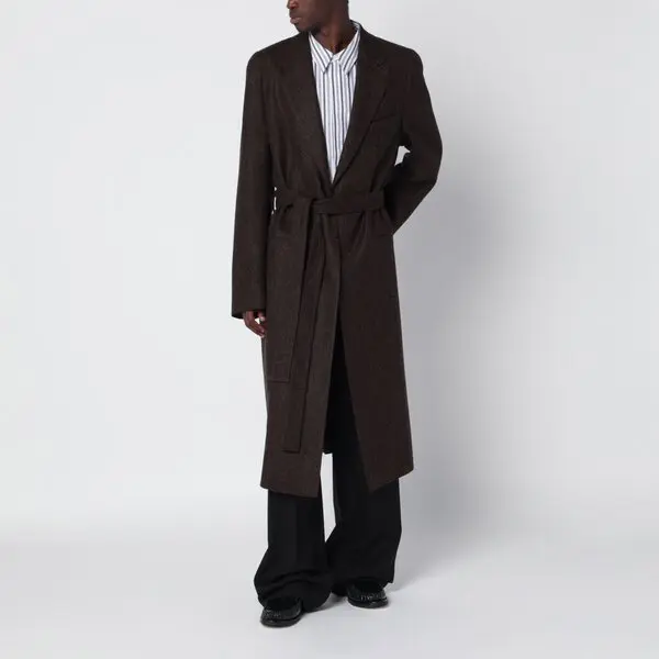 MAISON MARGIELA Belted Coat With Herringbone Pattern