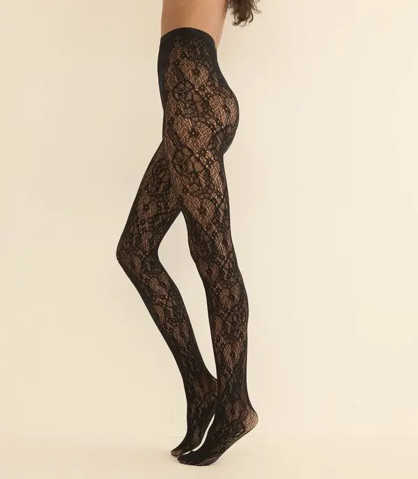 DÔEN Wolford Infinite Rose Lace Tights