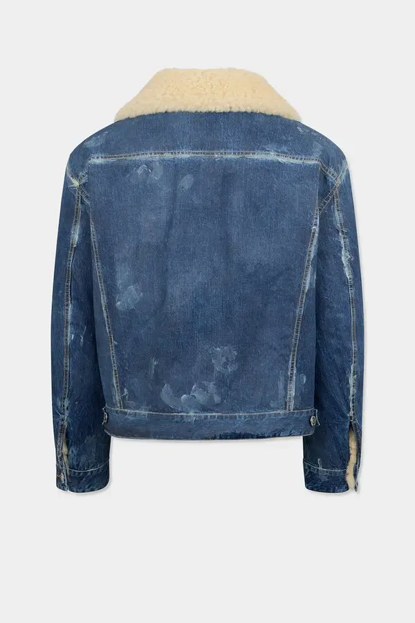Dsquared2 Dark Frosted Shearling Jean Jacket