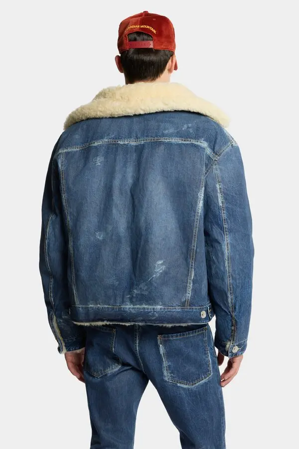 Dsquared2 Dark Frosted Shearling Jean Jacket