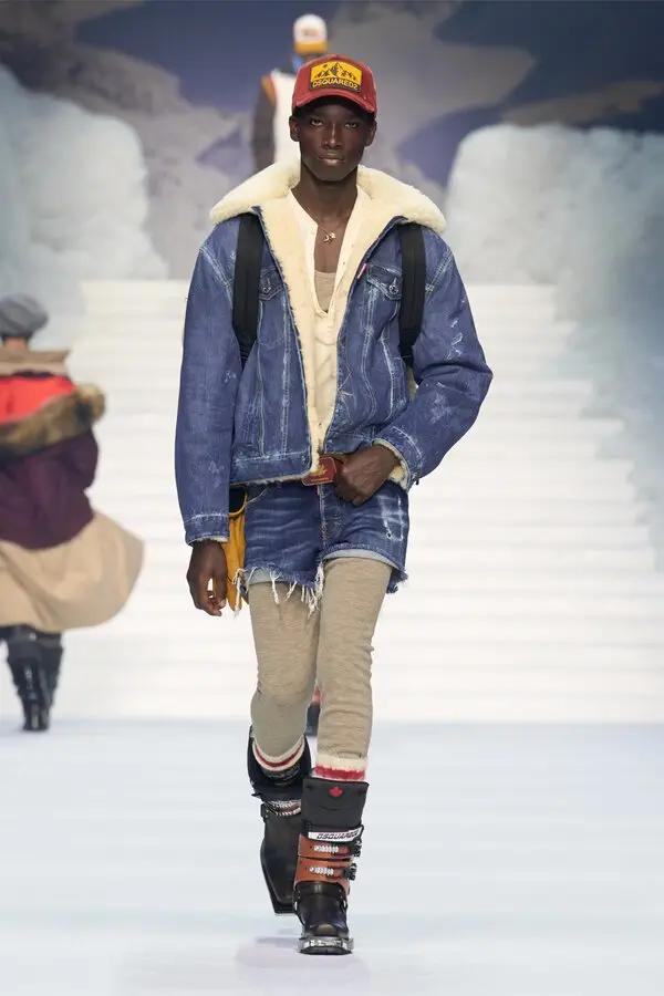 Dsquared2 Dark Frosted Shearling Jean Jacket