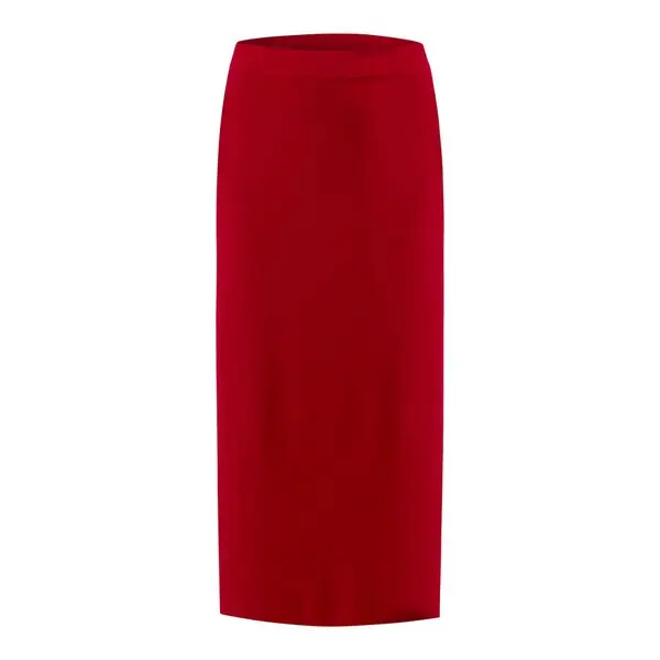 HELEN MCALINDEN Rhea Ribbed Ruby Cashmere Skirt