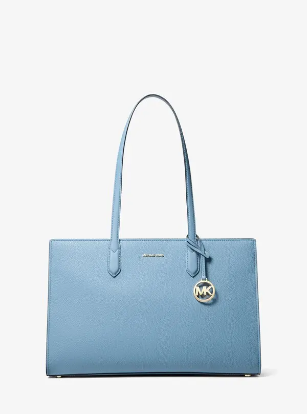 Michael Kors Scarlett Medium Textured Tote Bag In By - Blue
