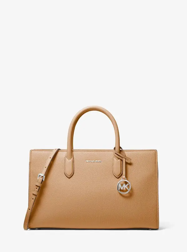 Michael Kors Scarlett Medium Textured Satchel In By - Brown