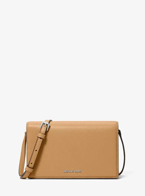 Michael Kors Marlowe Medium Pebbled Leather Crossbody Bag In By - Brown