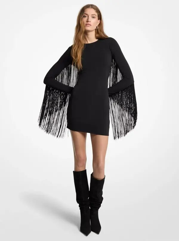 Michael Kors Fringed Matte Jersey Dress In Size By