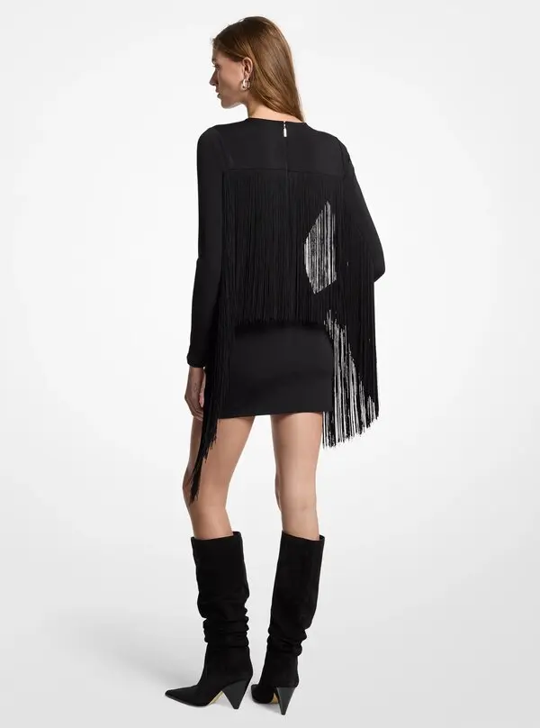 Michael Kors Fringed Matte Jersey Dress In Size By