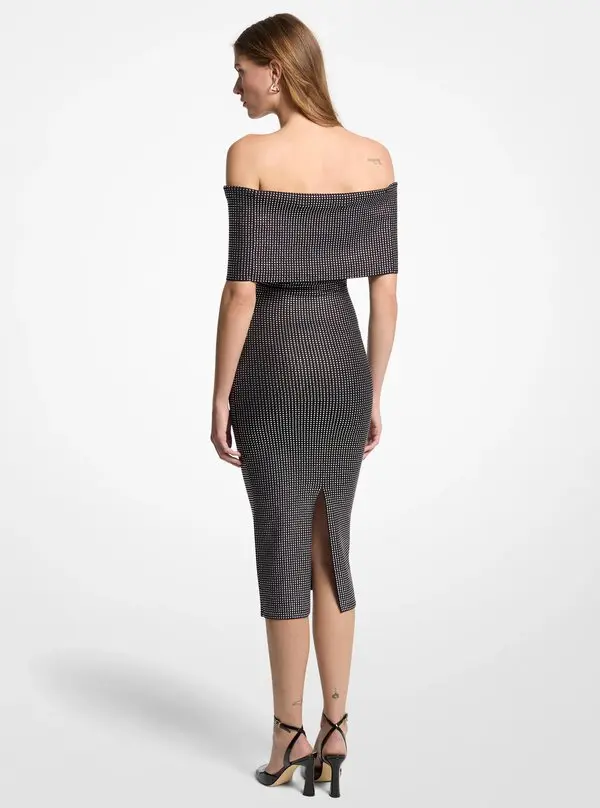 Michael Kors Studded Stretch Viscose Off-the-shoulder Dress In Size By