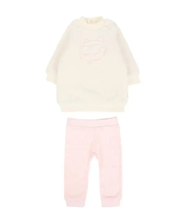 Karl Lagerfeld Faux-shearling Dress Set - Ivory, Pink