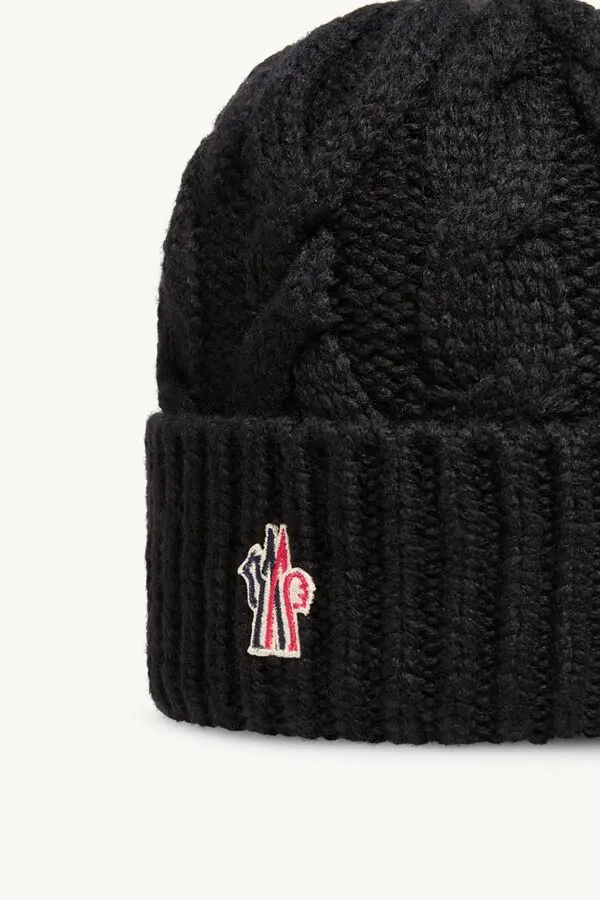 Moncler Cable Knit Logo Embroidered Beanie