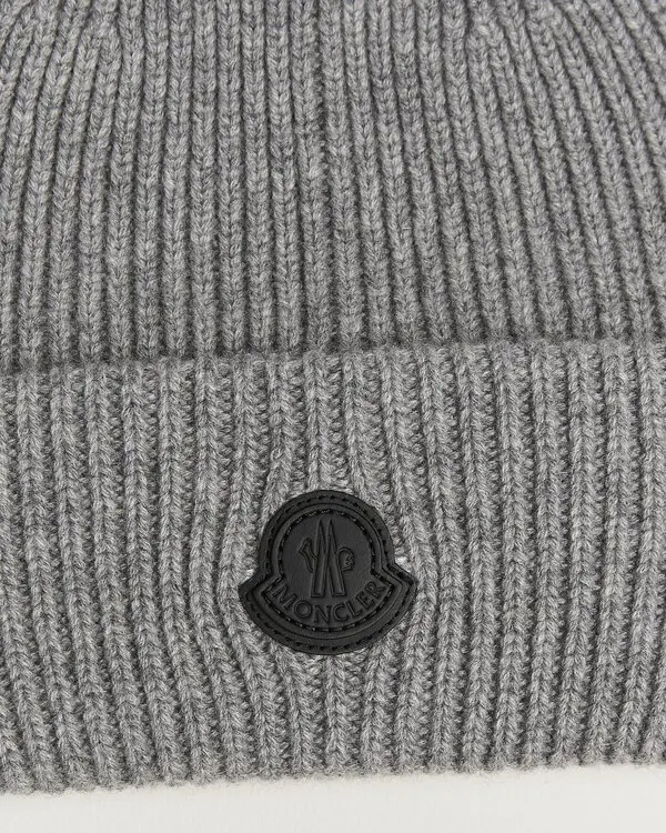 Moncler Ribbed Logo Beanie Hat