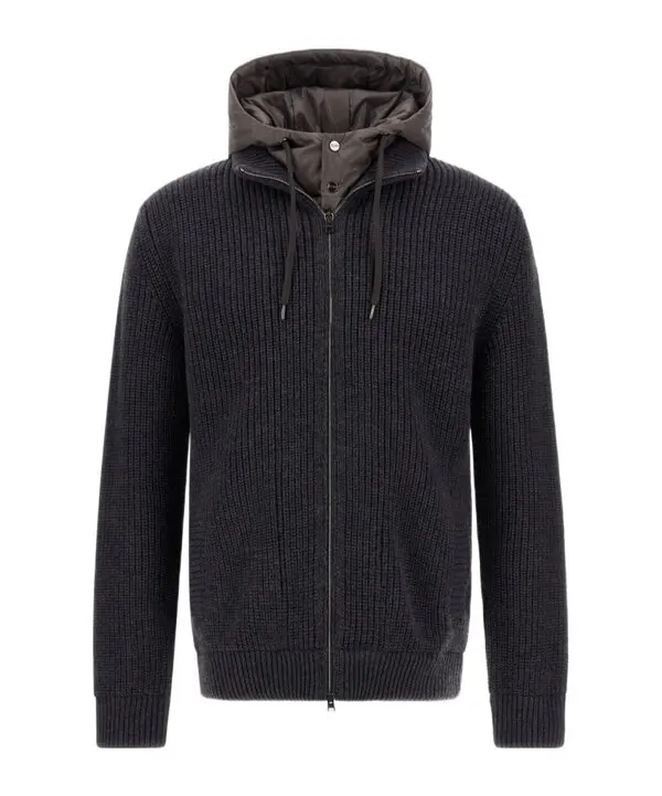 Herno Hooded Knit Top - Light Gray