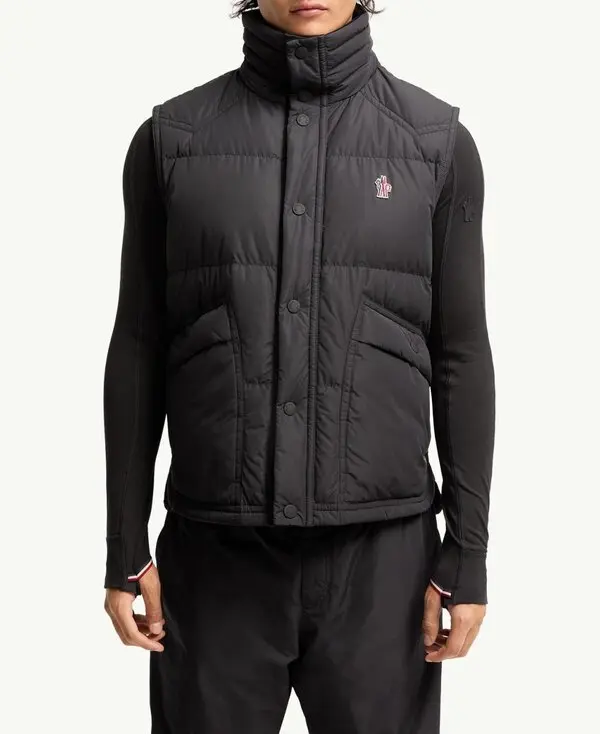 Moncler High-neck Button-up Gilet - Black