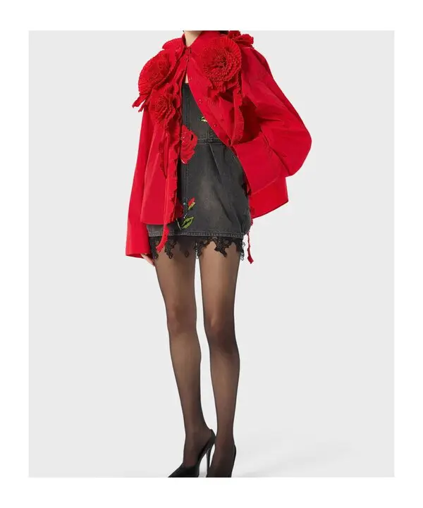 Blumarine Taffeta Shirt With 3d Roses
