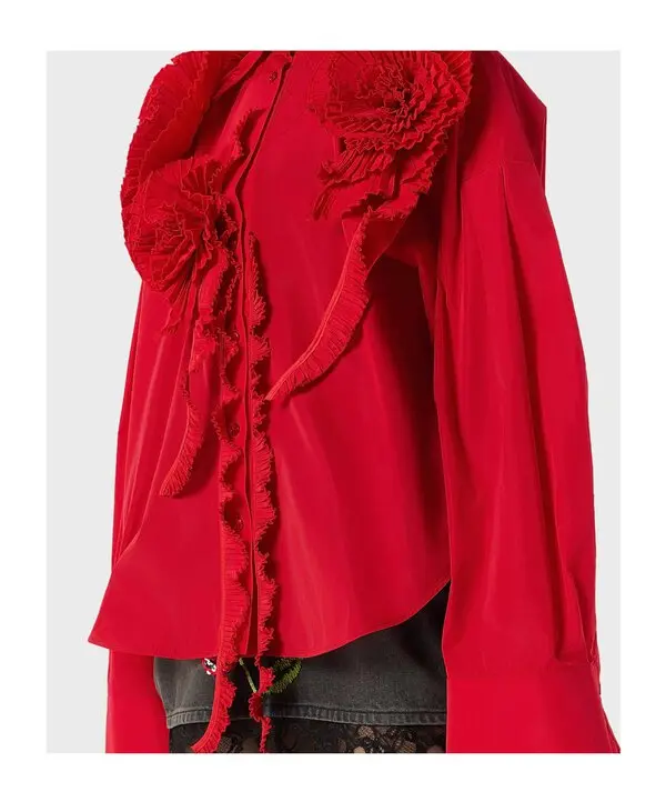 Blumarine Taffeta Shirt With 3d Roses