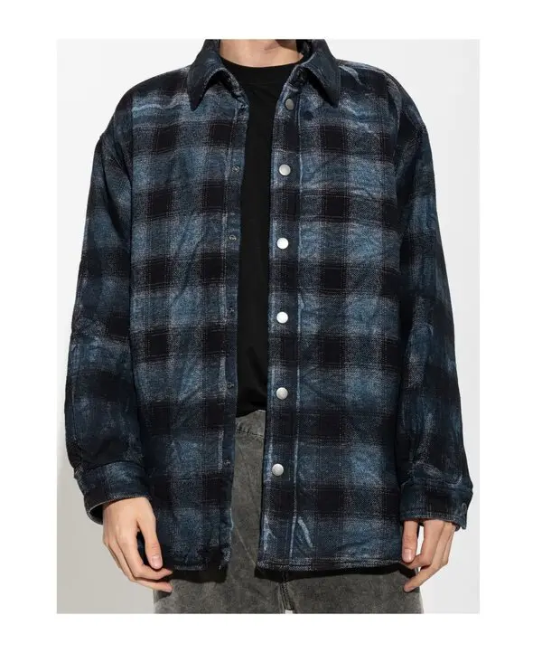 HAIKURE Galaxy Checked Overshirt - Navy Blue