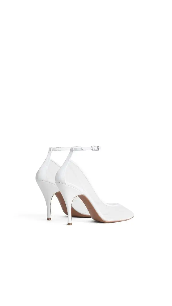 Alaïa Strappy Pumps In Mesh - Optical White