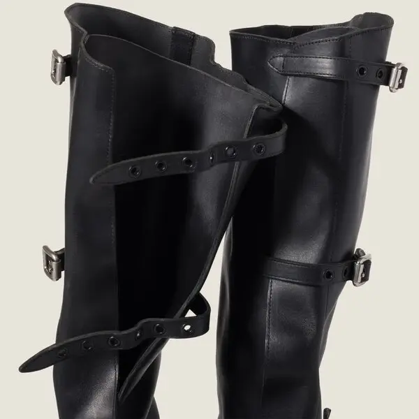Miu Miu Leather Tall Boots - Black
