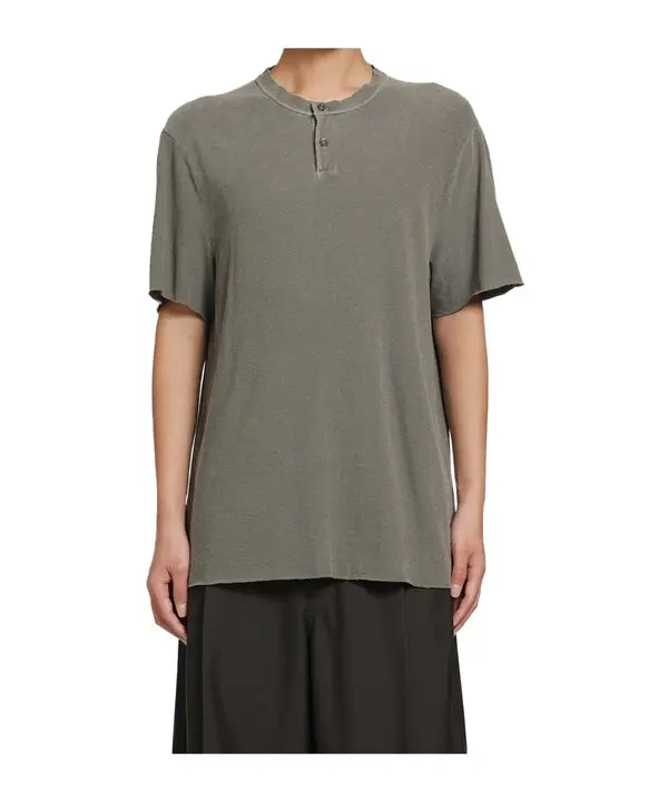 JAMES PERSE Henley-neck Short-sleeve T-shirt