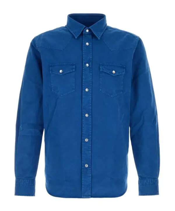 TOM FORD Long-sleeved Button-down Western Shirt - Blue