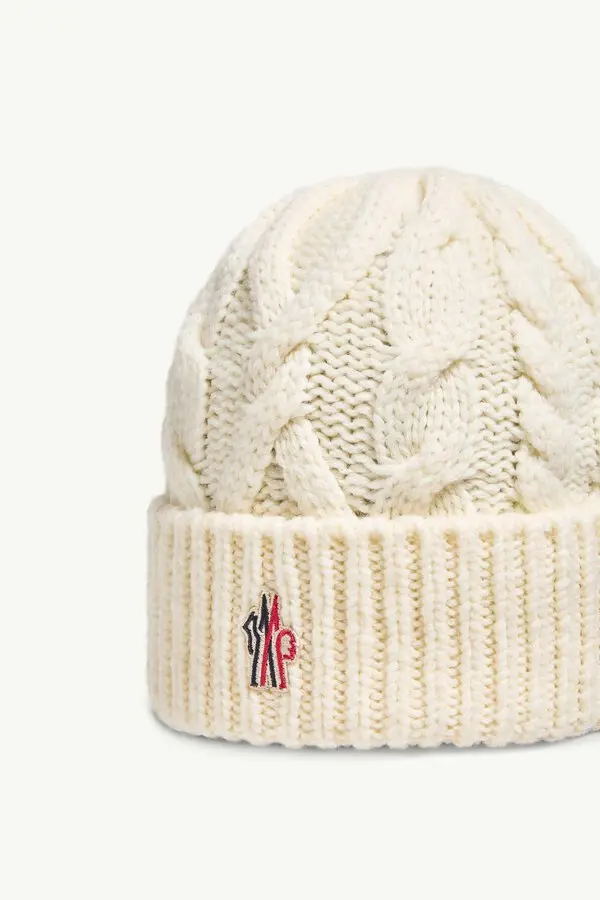 Moncler Cable Knit Logo Embroidered Beanie