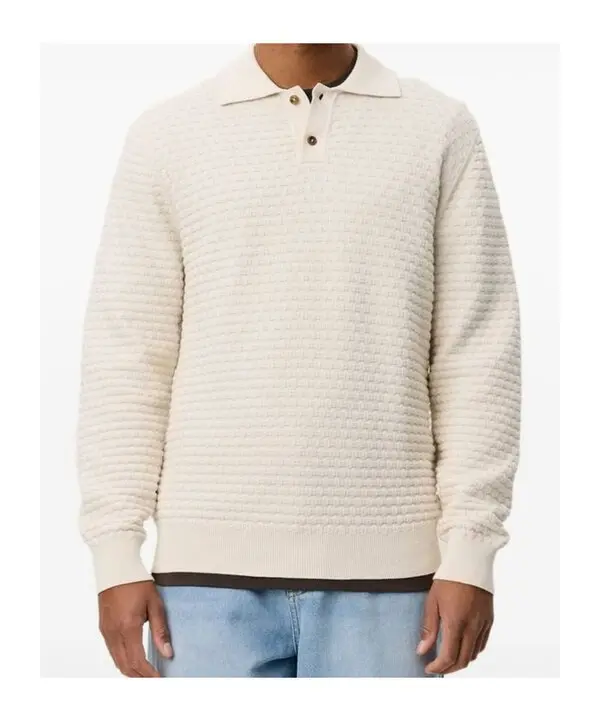 LES DEUX Long-sleeve Polo Shirt - Light Ivory