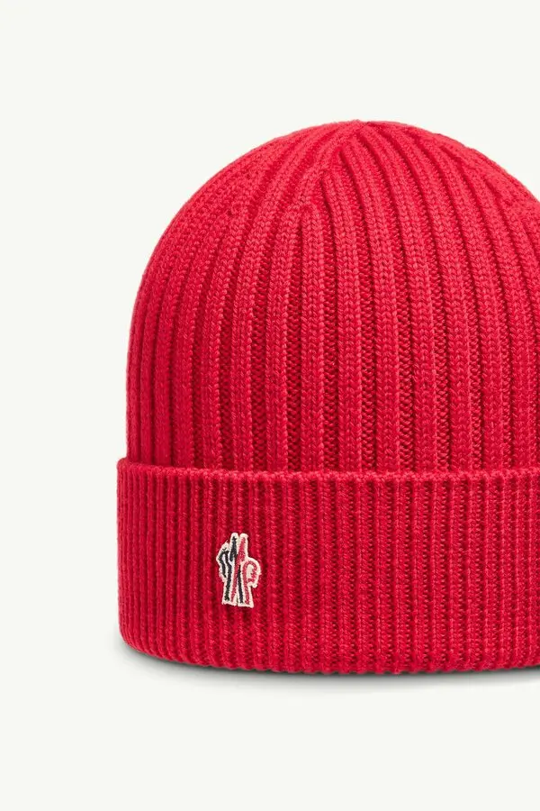 Moncler Rib Knit Logo Patch Beanie
