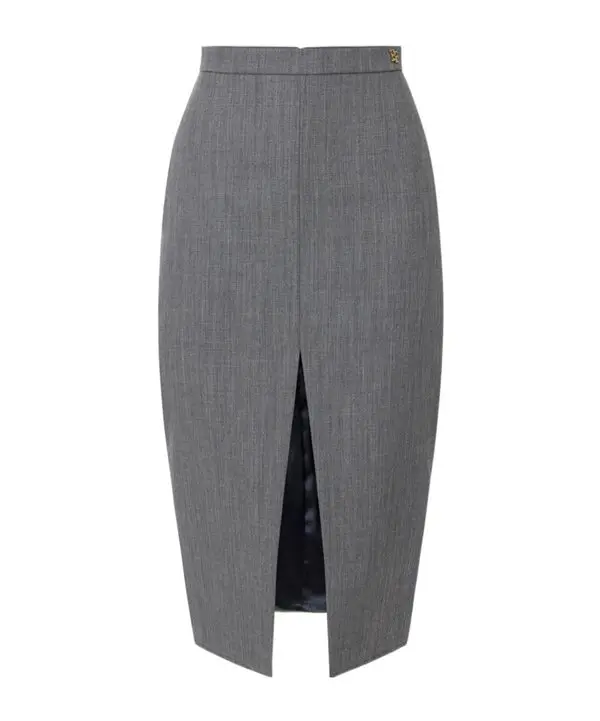 Elisabetta Franchi Front-slit Midi Skirt - Grey