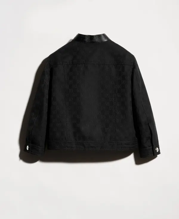Gucci Gg-jacquard Leather-trim Bomber Jacket
