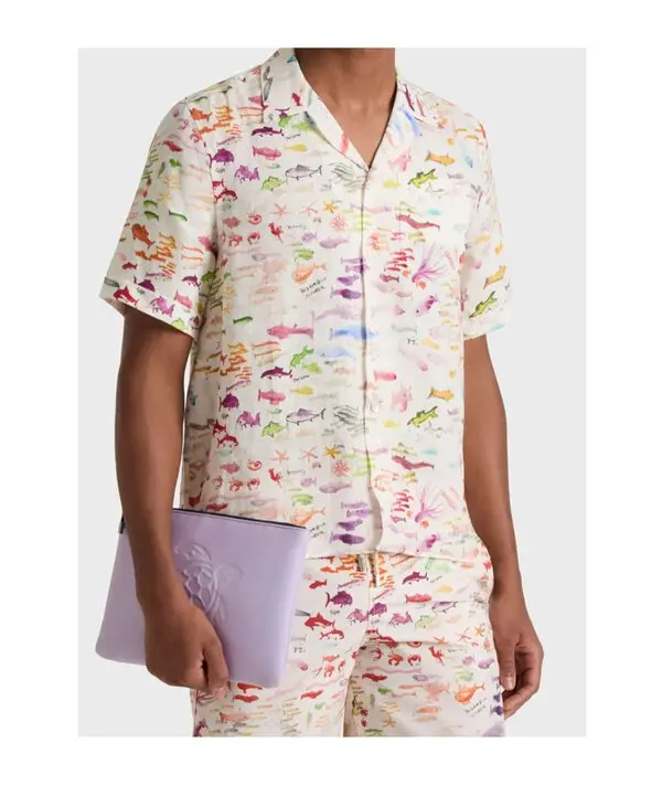 Vilebrequin Hareu Marine Print Bowling Shirt - Beige/pink