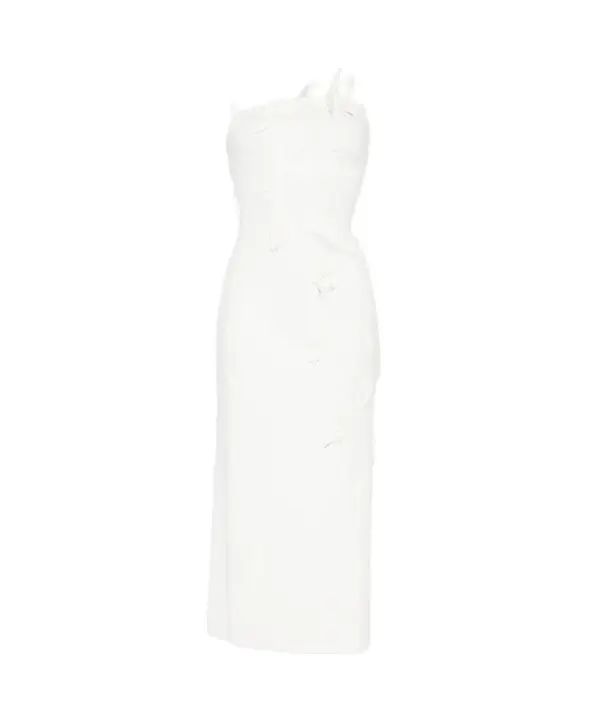 Cult Gaia Jilly Floral-appliqué One-shoulder Midi Dress - White