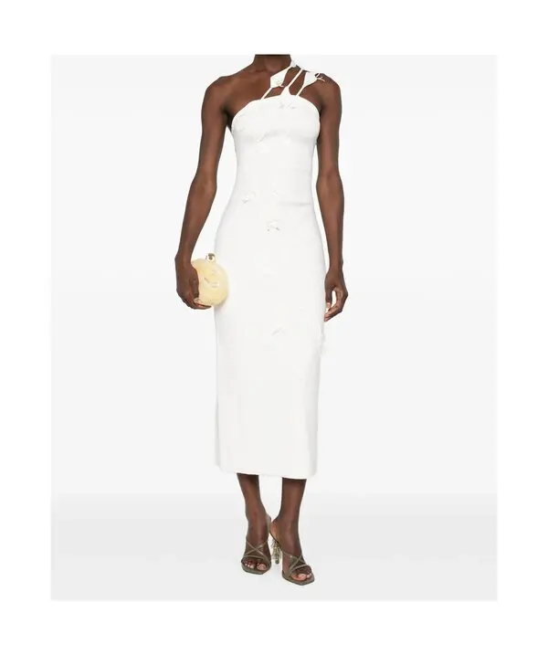 Cult Gaia Jilly Floral-appliqué One-shoulder Midi Dress - White