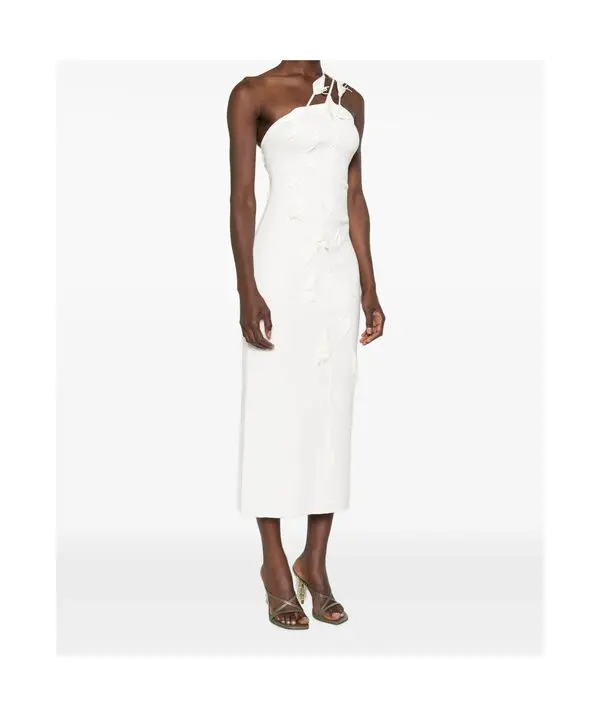 Cult Gaia Jilly Floral-appliqué One-shoulder Midi Dress - White