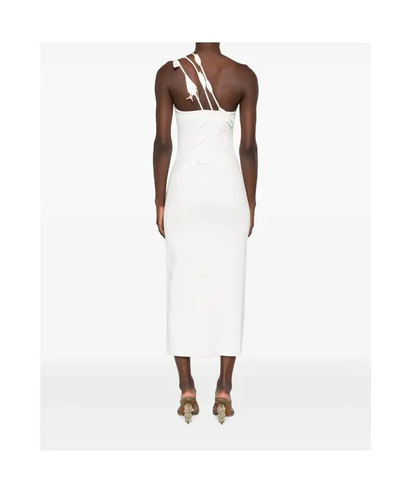 Cult Gaia Jilly Floral-appliqué One-shoulder Midi Dress - White