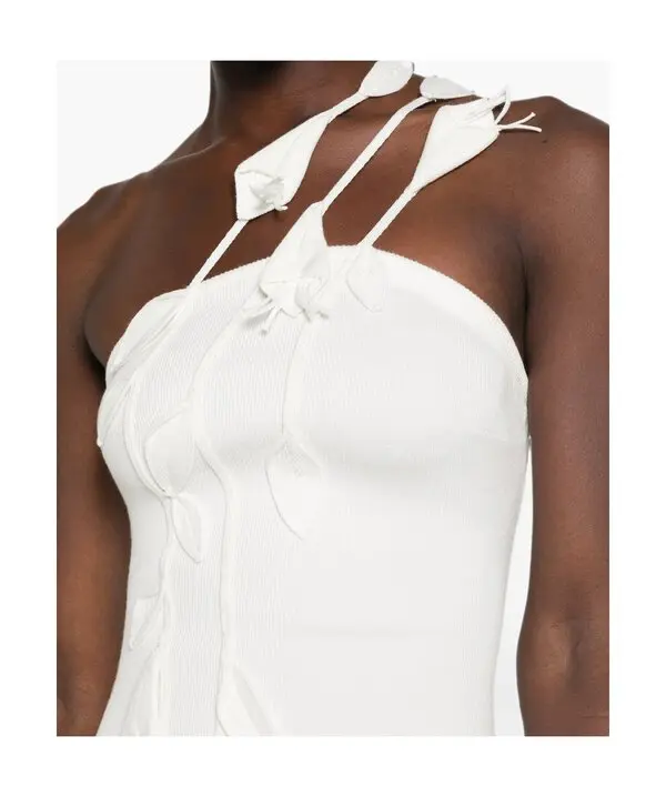 Cult Gaia Jilly Floral-appliqué One-shoulder Midi Dress - White