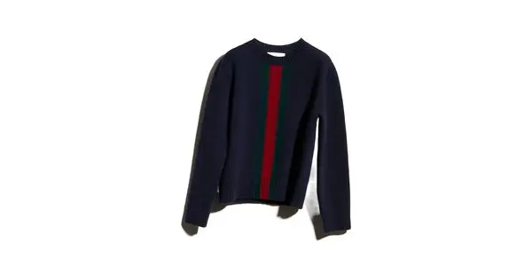 Gucci Web Stripe Wool Sweater - Dark Blue