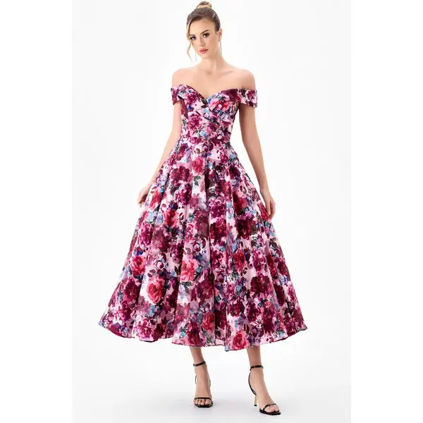 BARIANO Visage A Line Midi - Red Print
