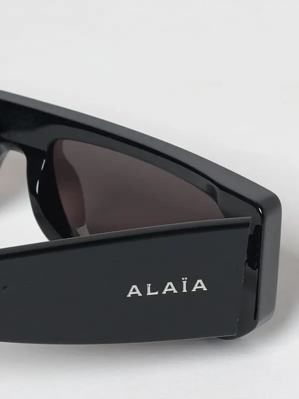 Alaïa Rectangular Acetate Sunglasses With Lettering Logo - Black