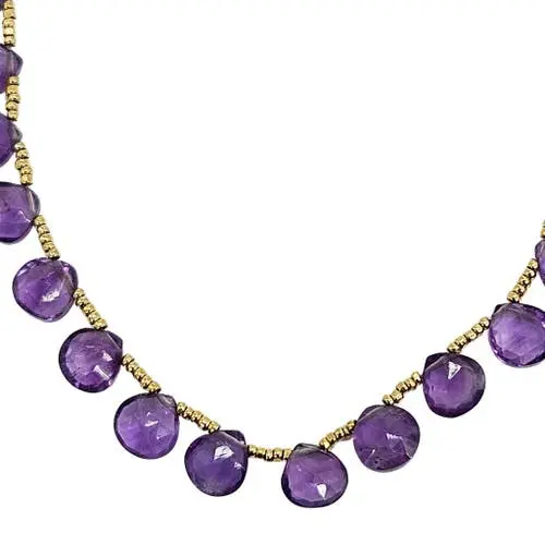 MADISON BEVERLY HILLS Faceted Gemstone Teardrop Bead Choker Necklace - Purple
