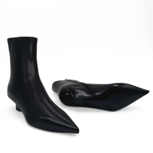 AMIE RAFA Jody Leather Wedge Boots - Black