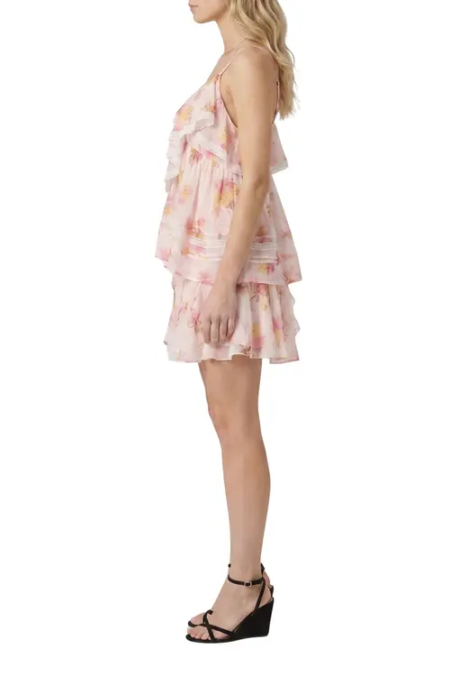 MODENAIRE Two-piece Flowy Summer Set With Ruffled Top And Skirt