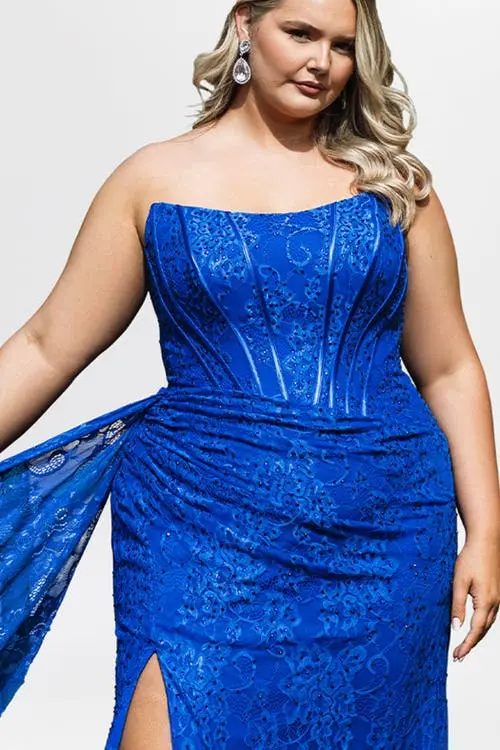SYDNEY'S CLOSET Stretch Lace Slim Formal Dress