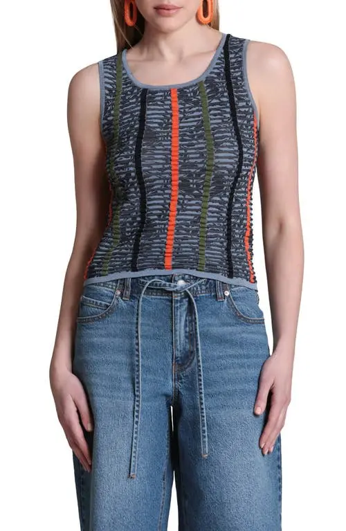 Avec Les Filles Stitch Stripe Sleeveless Top
