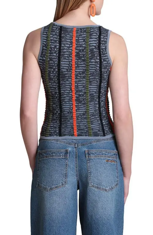 Avec Les Filles Stitch Stripe Sleeveless Top