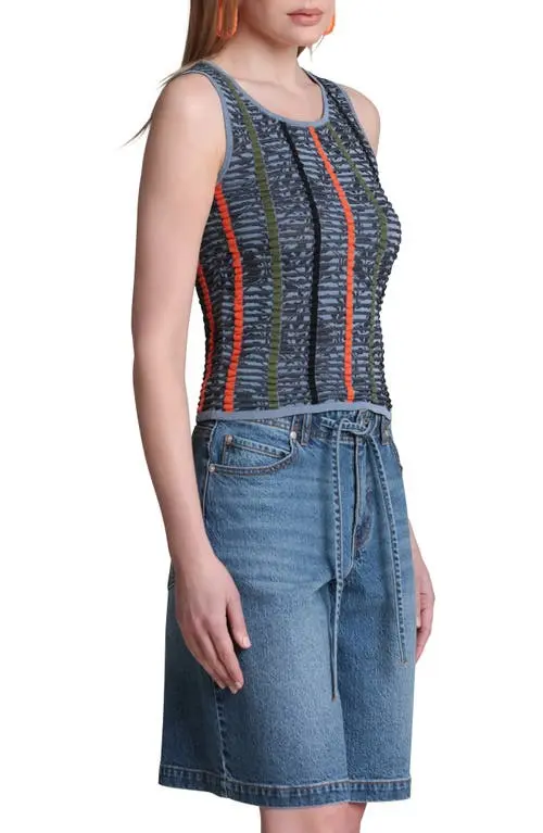 Avec Les Filles Stitch Stripe Sleeveless Top