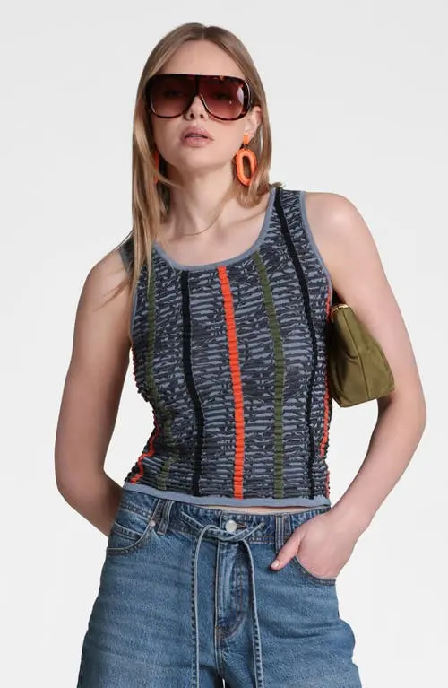 Avec Les Filles Stitch Stripe Sleeveless Top